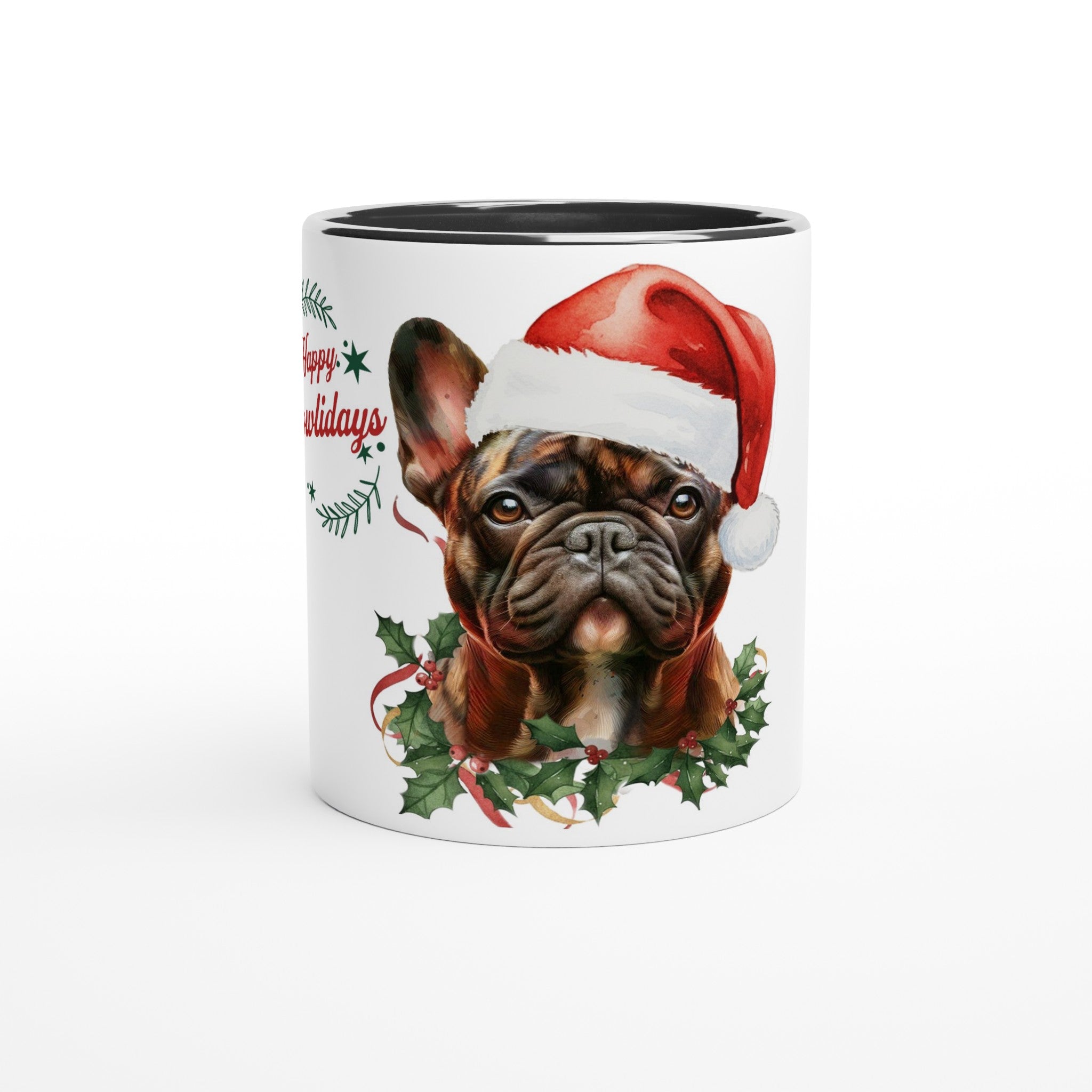 Christmas Brindle Frenchie Mug – Happy Howlidays Design – 11oz Ceramic ...